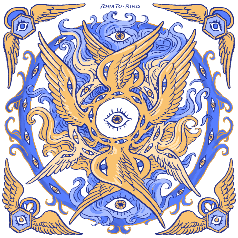 Azulejo Tile-Inspired Angel – Tomatobird Art